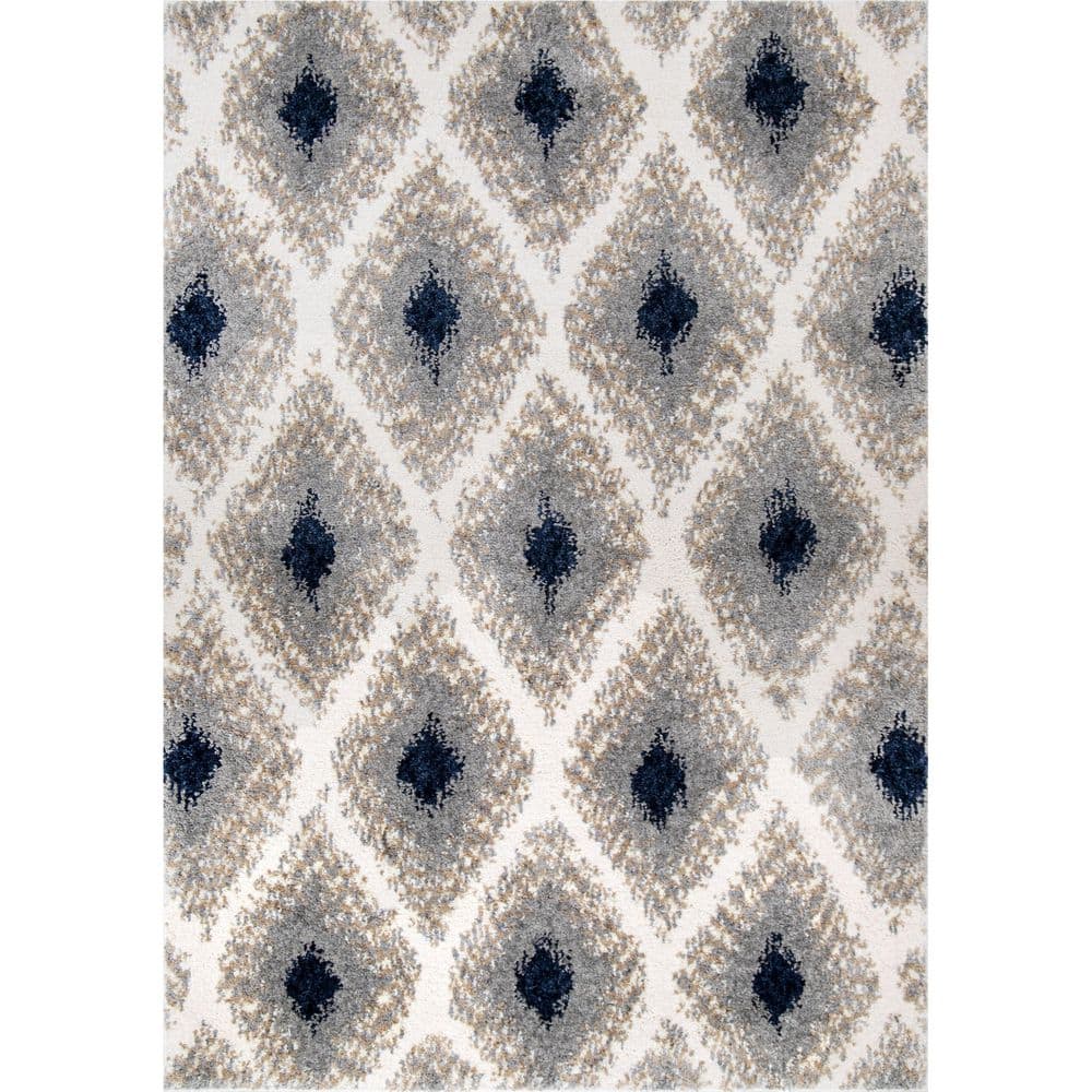 Orian Rugs Cotton Tail Ikat Diamonds 6 ft. 7 in. x 9 ft. 6 in. White ...