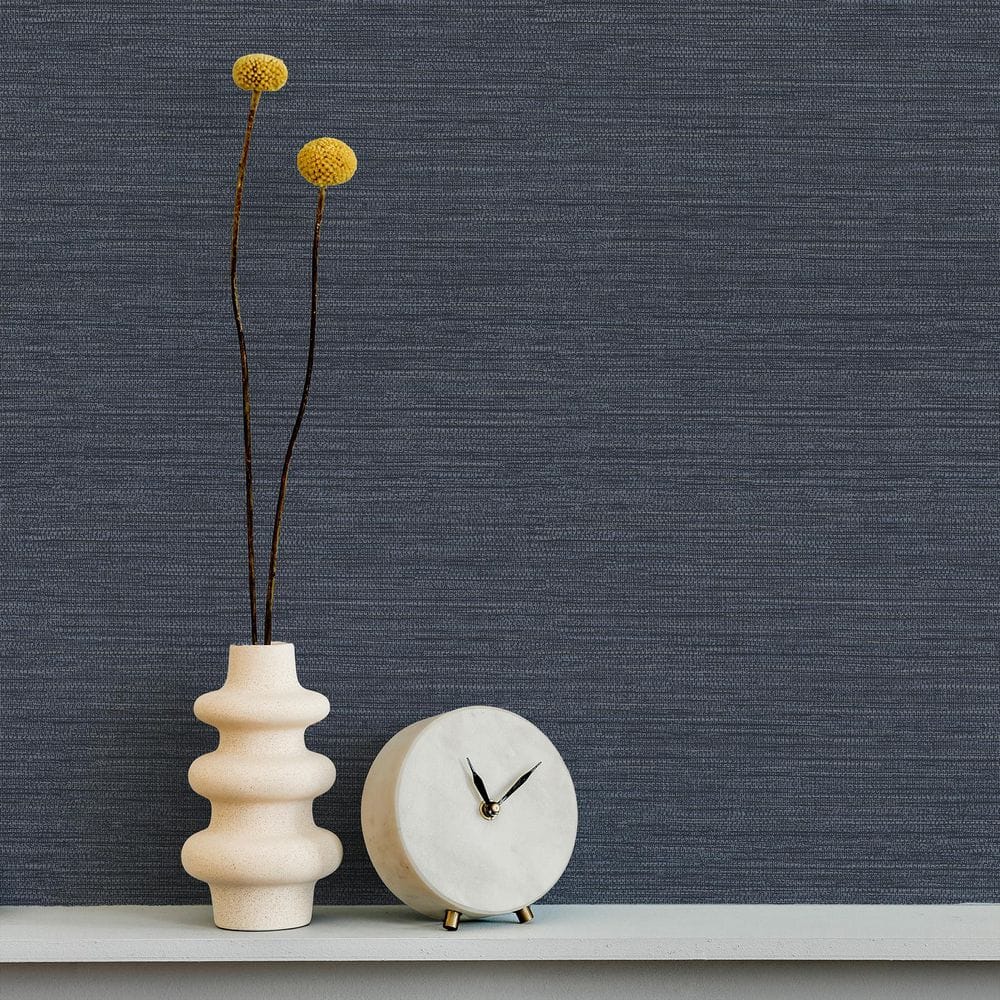 Fine Decor Miya Dark Blue Faux Grasscloth Wallpaper Sample FD43787SAM ...
