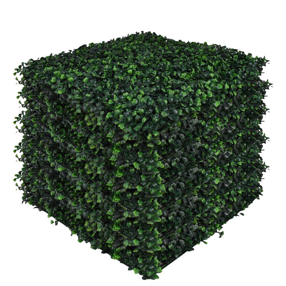 Lush Space 20 in. x 20 in Artificial Wall Panes Boxwood Hedge Greenery ...