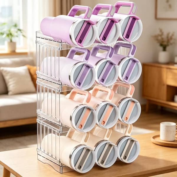 Esepony 12-Bottle Capacity Tumbler Organizer with Stackable for Kitchen ...