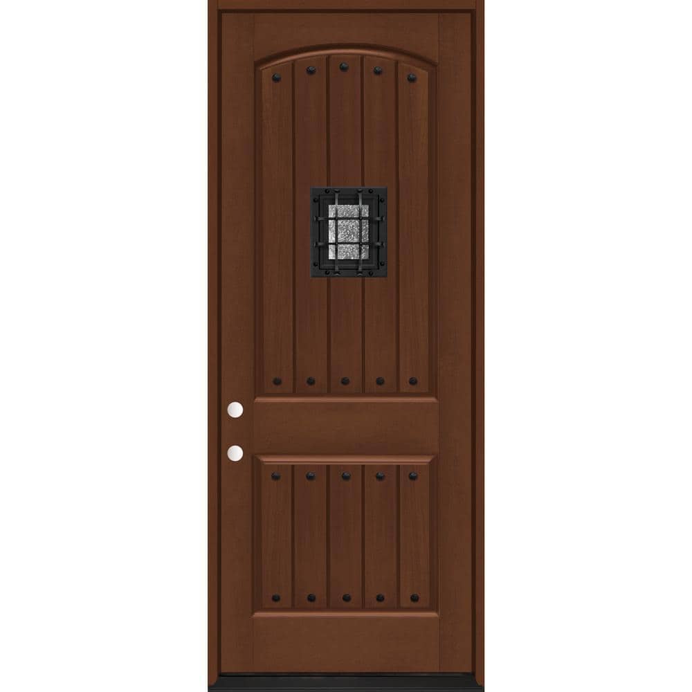 Steves & Sons 36 in. x 96 in. 2-Panel Right-Hand/Inswing Chestnut Stain ...