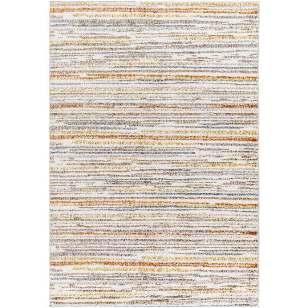Livabliss Monet 5 ft. x 7 ft. Cream/Gray Striped Indoor Area Rug ...