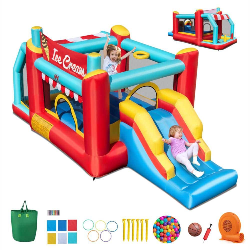 Costway Inflatable Bounce House 5-in-1 Ice Cream Jumping Castle with ...