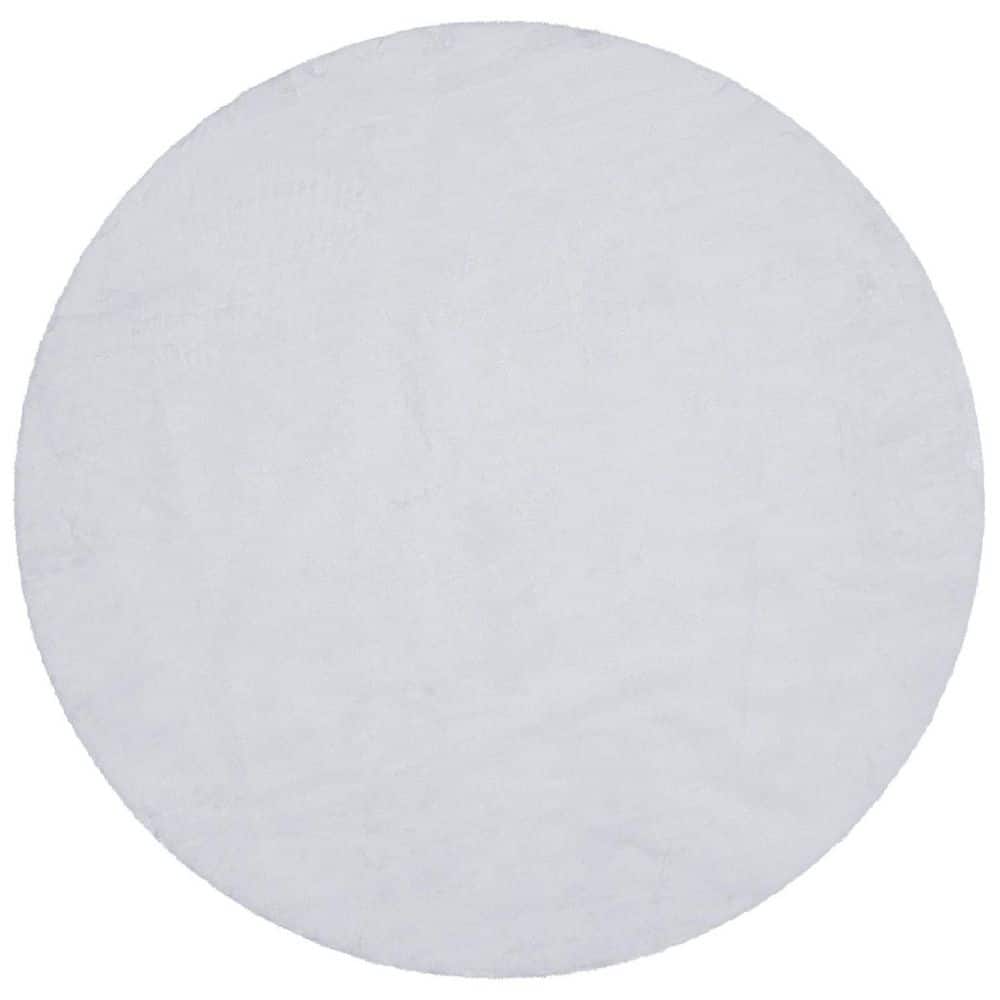 Nourideaux Gray Large Round Area Rug 8 ft. x 8 ft. Fluffy Faux Fur Rug ...
