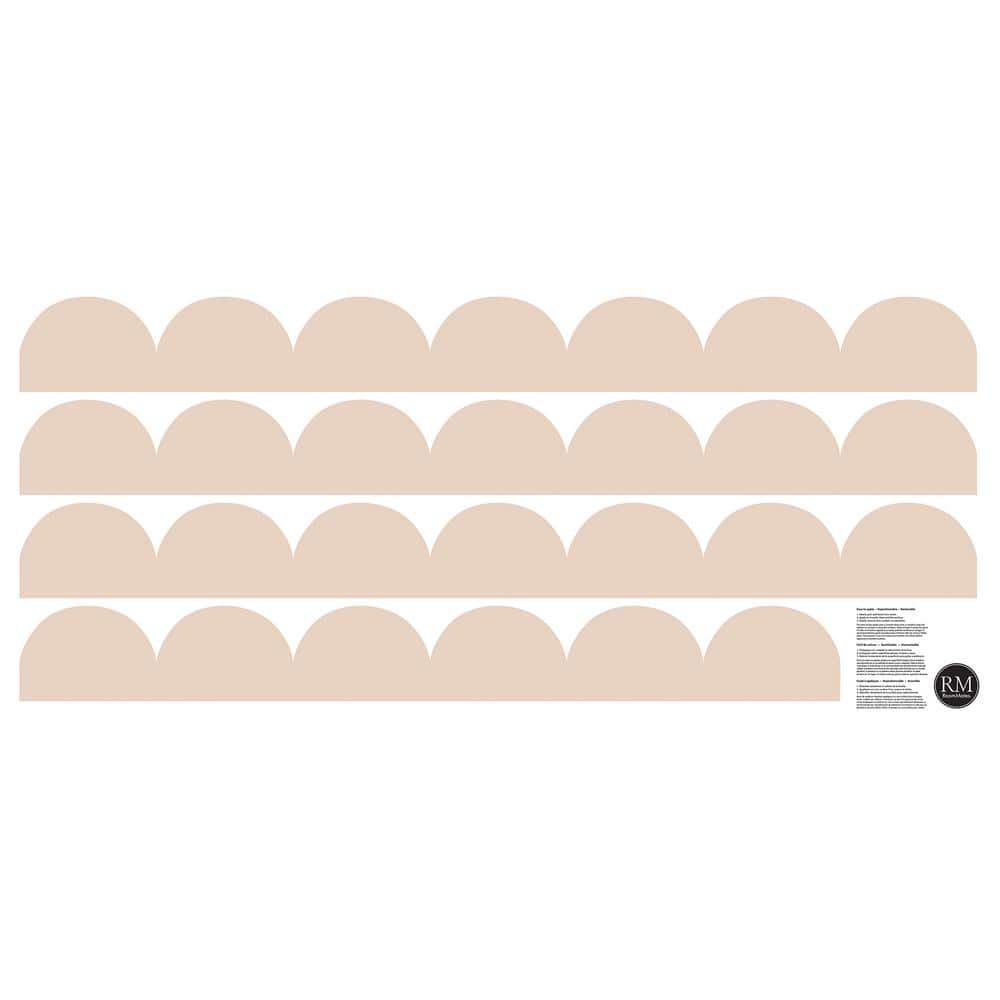 RoomMates 17.25 in. W x 39 in. L Tan Peel and Stick Scallop Border ...