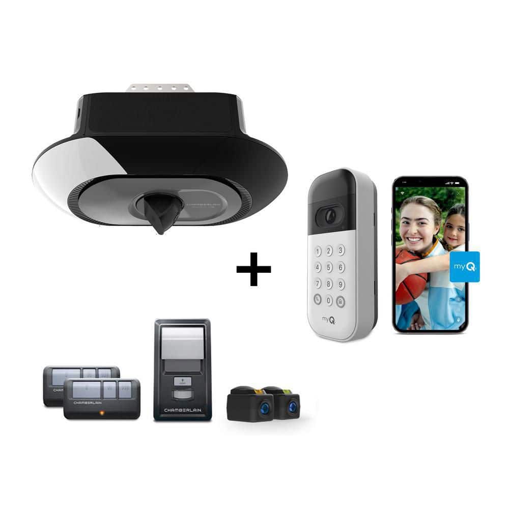 Chamberlain 3/4 HP LED Smart Quiet Belt Drive Garage Door Opener with ...