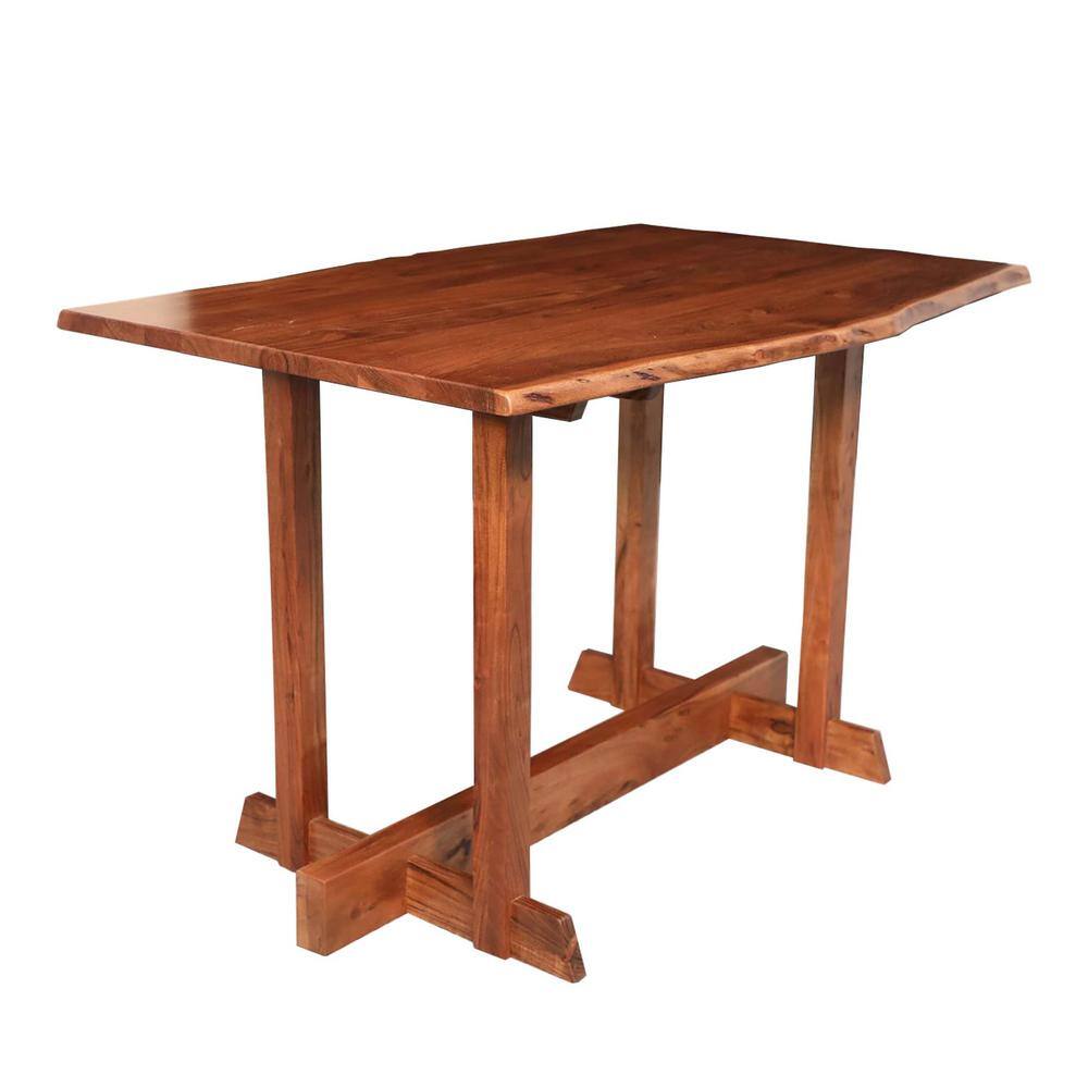 Honey Gold Wood 48 in. Pedestal Dining Table Seats 4 DT-3048-LE-HGWD ...