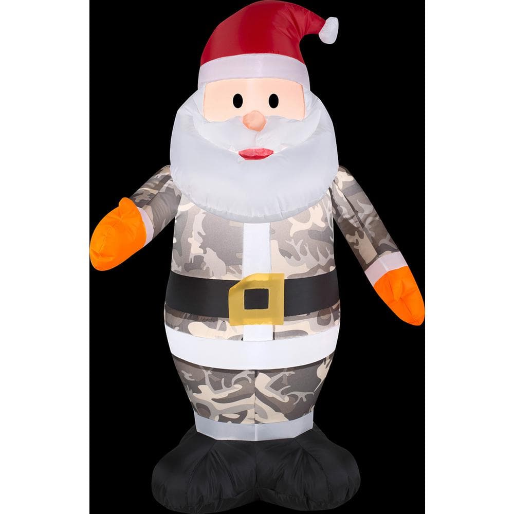 3 ft. H x 2 ft. W Christmas Inflatable Santa in Camo 36278X - The Home ...