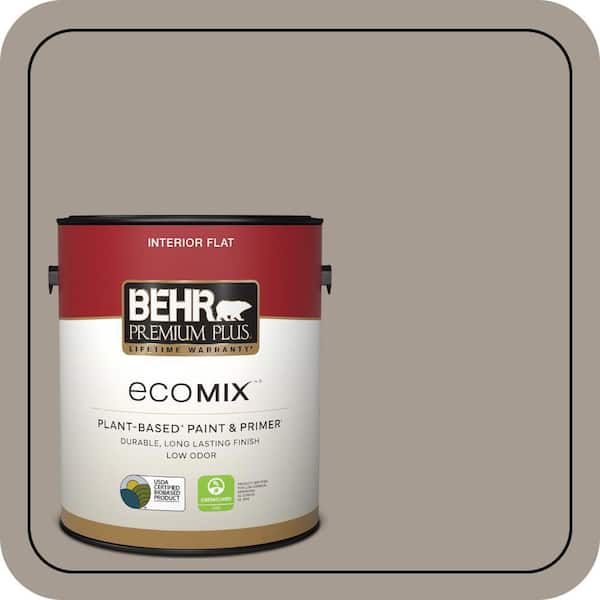BEHR PREMIUM PLUS 1 gal. #N200-4 Rustic Taupe Flat EcoMix Plant-Based ...