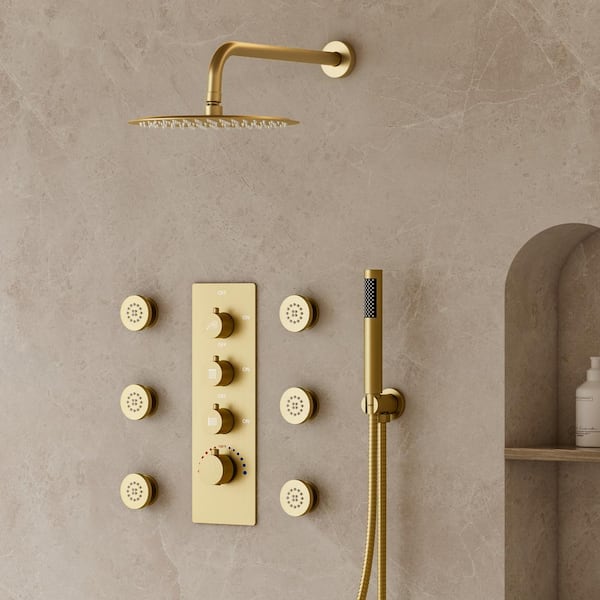 Cranach Thermostatic Valve 12 In Wall Mount Triple Handle 7 Spray