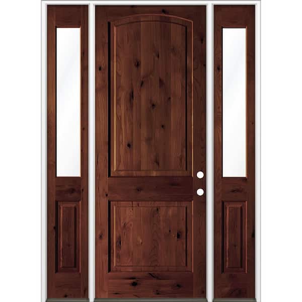 Krosswood Doors 64 in. x 96 in. Knotty Alder 2-Panel Arch Left-H and ...