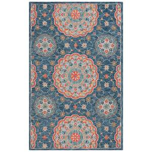 SAFAVIEH Blossom 2 ft. x 8 ft. Blue/Red Ornate Medallion Runner Rug ...