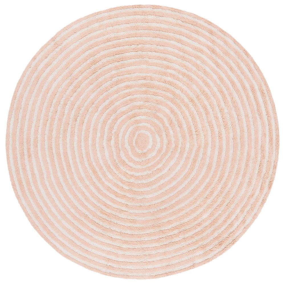 SAFAVIEH Easy Care Pink/Ivory 6 ft. x 6 ft. Machine Washable High-Low ...