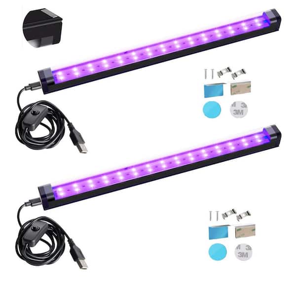 BIBIVIS 2-Pack 1 ft. 10 Watts Integrated LED Black Strip Light Fixture ...