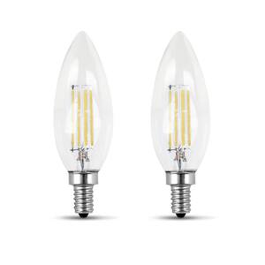 Feit Electric 40-Watt Equivalent B10 E12 Candelabra Dimmable CEC Clear Glass Chandelier LED ...