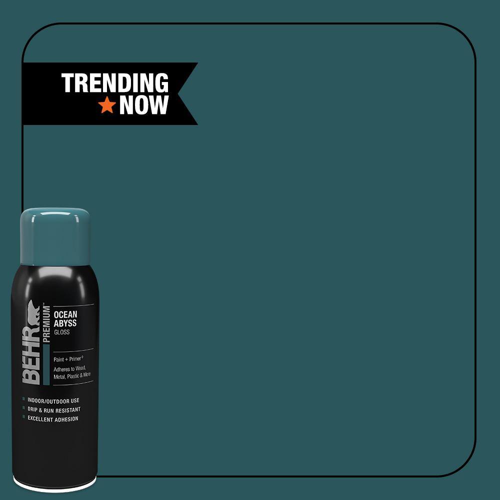 BEHR PREMIUM 12 oz. #MQ6-01 Ocean Abyss Gloss Interior/Exterior Spray ...