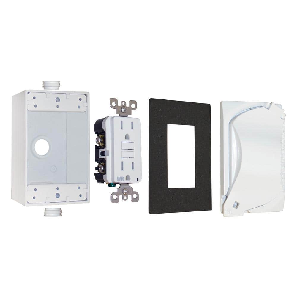 Commercial Electric 1-Gang Metal Weatherproof GFCI Receptacle Kit ...