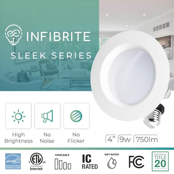 InfiBrite 4 in. 3000K Integrated LED Warm White Retrofit Recessed Trim ...