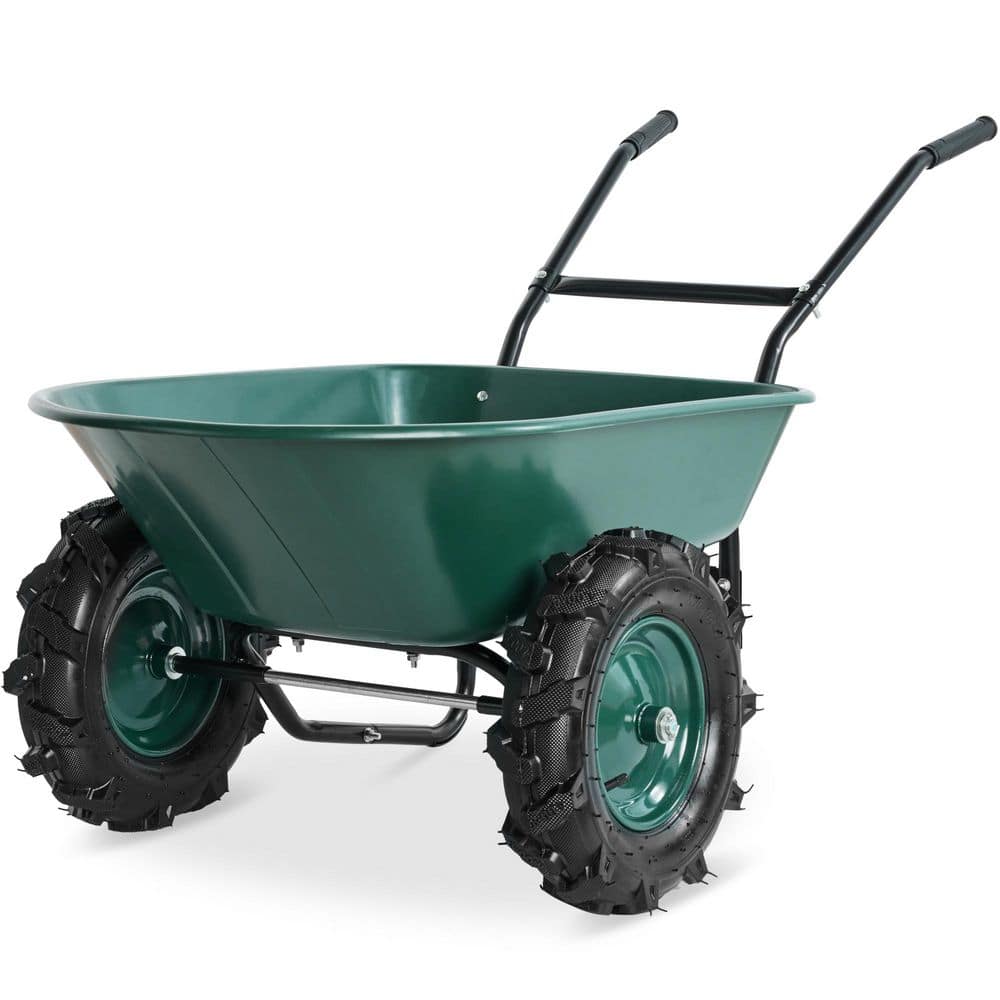 Best Choice Products Heavy Duty Dual-Wheel Plastic Wheelbarrow Cart ...