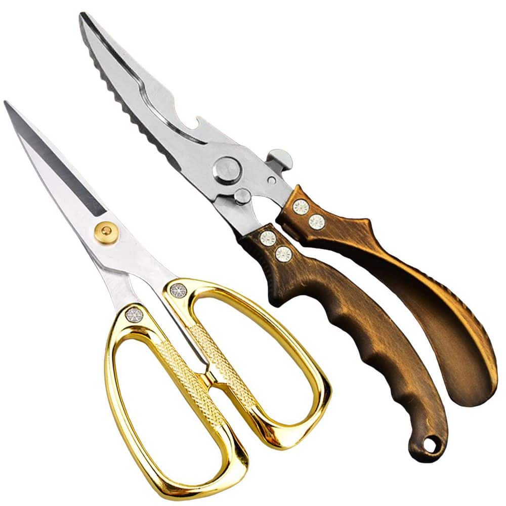 Wudkey Bronze and Golden Heavy Duty Stainless Steel Kitchen Shears ...