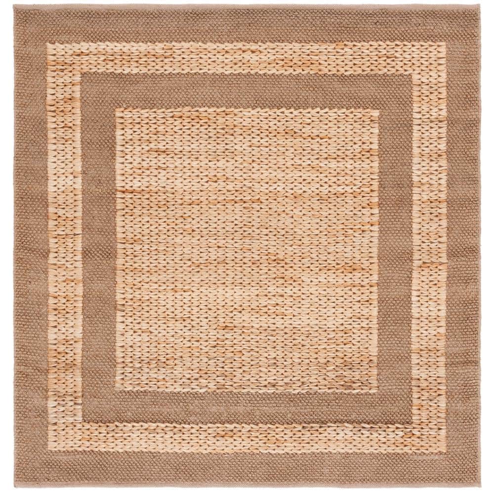 SAFAVIEH Natural Fiber Beige 6 ft. x 6 ft. Border Woven Square Area Rug ...