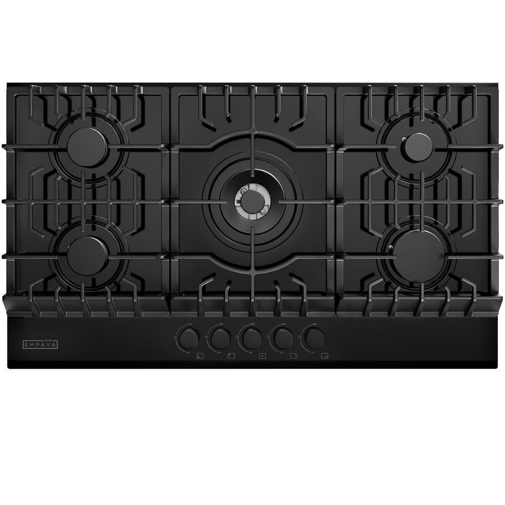 Empava 36 in. 5 Burners Recessed Gas on Glass Cooktop in Black with LP ...