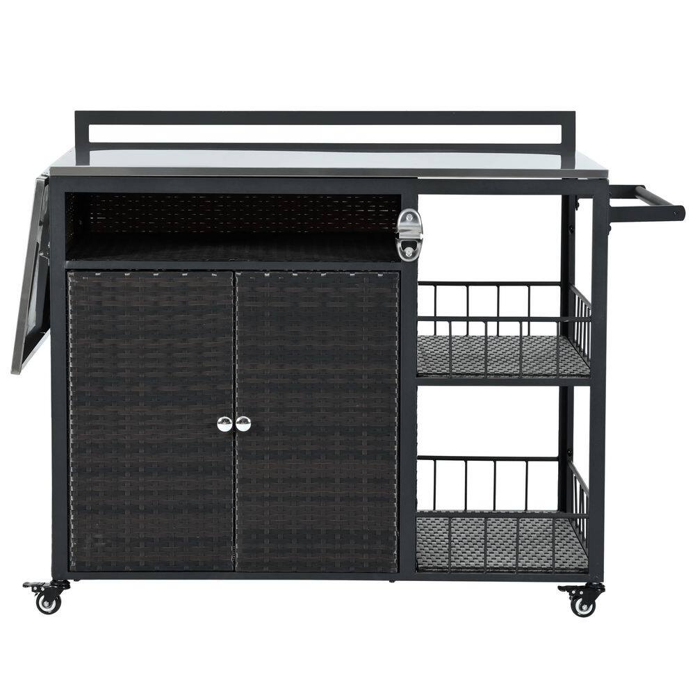 BOPOREA MEGO LLC 63.5 in. Outdoor Kitchen Island Cart, Storage Shelves ...