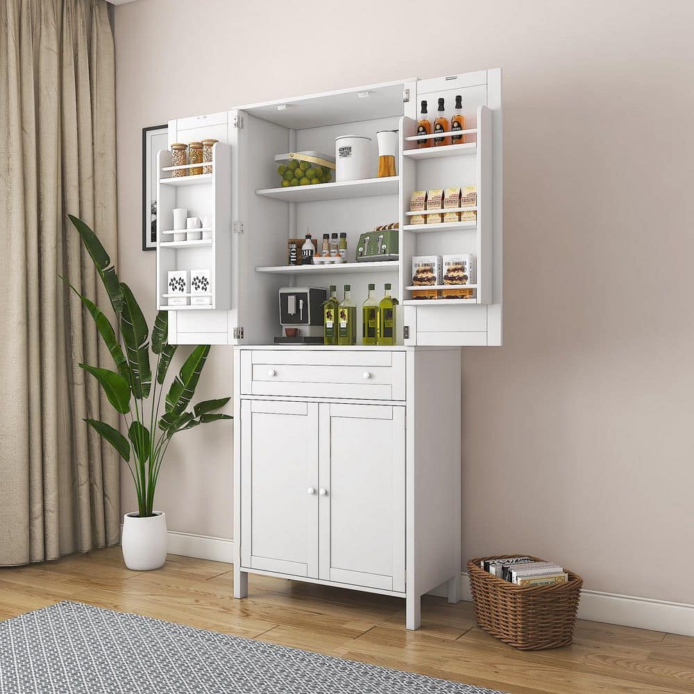 ANTFURN White with melamine finish Pantry Organizer with Adjustable ...