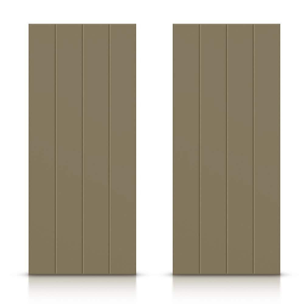 CALHOME 72 in. x 84 in. Hollow Core Olive Green Stained Composite MDF ...