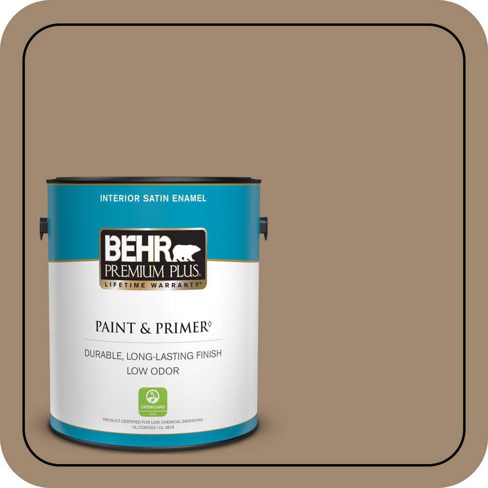 BEHR PREMIUM PLUS 1 gal. #700D-5 Toffee Crunch Satin Enamel Low Odor ...