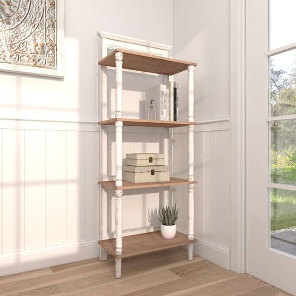 Litton Lane Celina 57 in. Tall White Wood 4 Shelves Stationary Floral ...