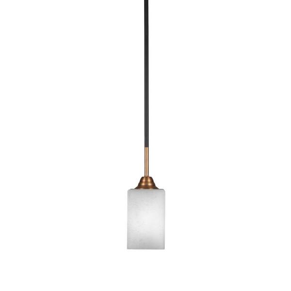 Madison 100-Watt 1-Light Matte Black and Brass Shaded Pendant Light ...