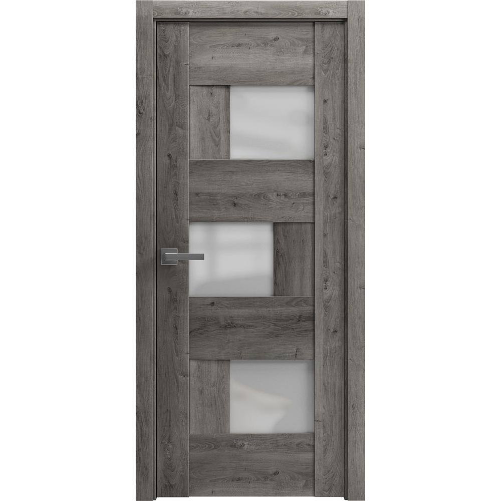 Sartodoors 30 in. x 80 in. 1-Panel Nebraska Grey Finished Solid MDF ...