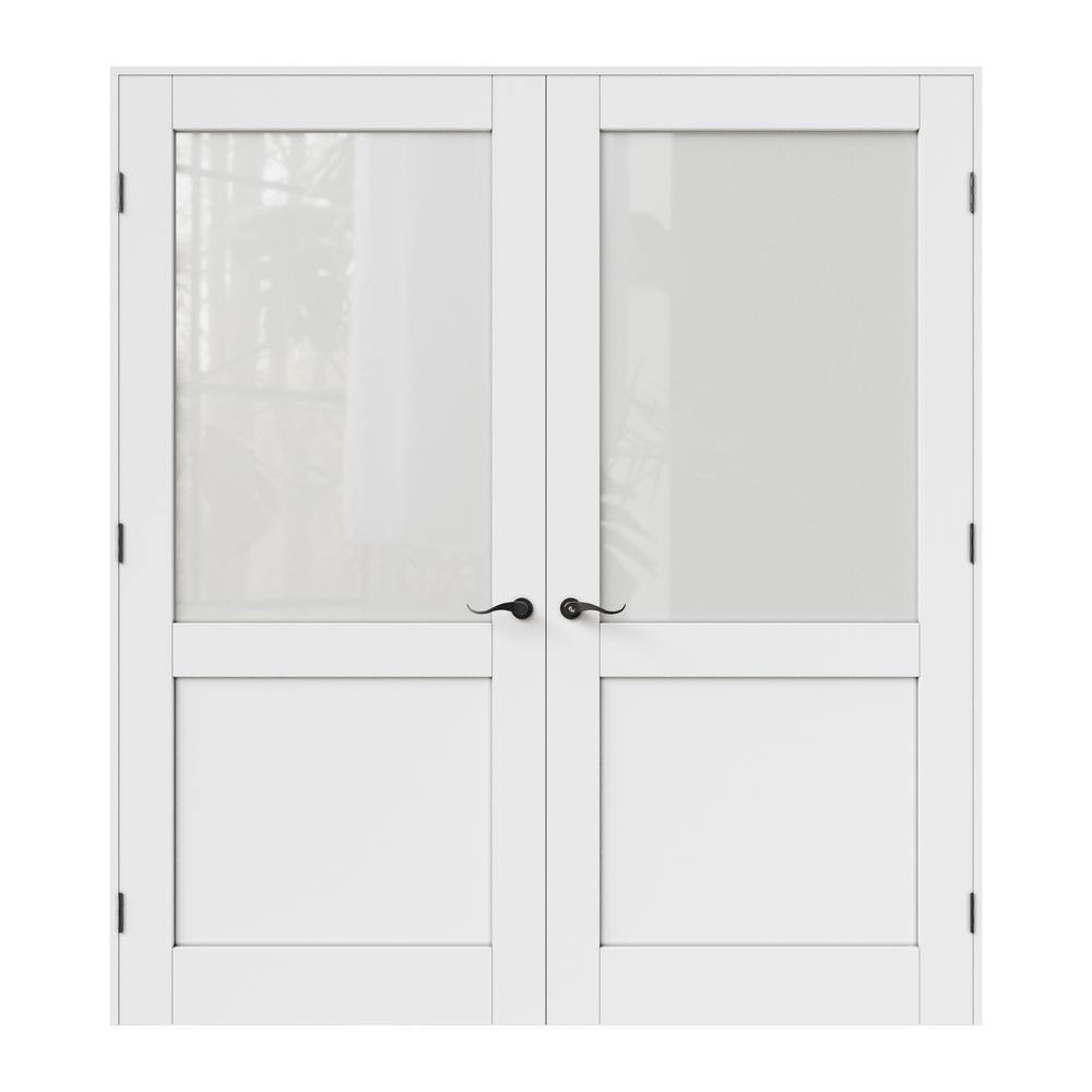ARK DESIGN 72 in. x 80 in. Universal Handed 1/2-Lite Frosted Glass ...