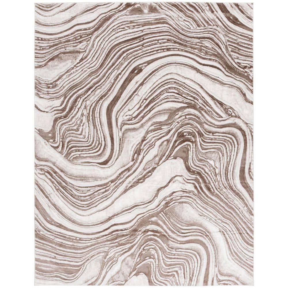 SAFAVIEH Meadow 9 ft. x 12 ft. Beige/Brown Marble Swirl Area Rug ...