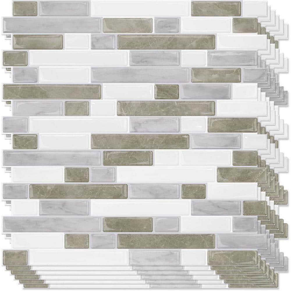 Coffee Brown 12 in. x 12 in. Vinyl Peel and Stick Backsplash 10-Pack ...