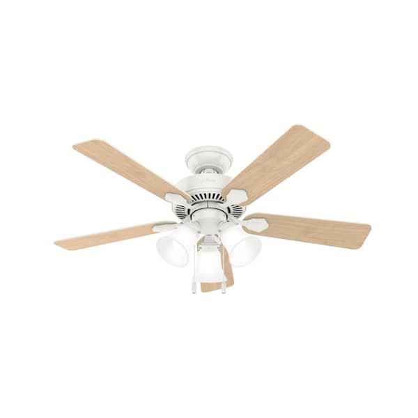 Hunter 44 In Ridgefield 5 Minute White Ceiling Fan With Light Kit ...