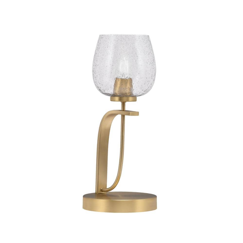 Olympia 16.5 in. New Age Brass Piano Desk Lamp with Smoke Bubble Glass ...