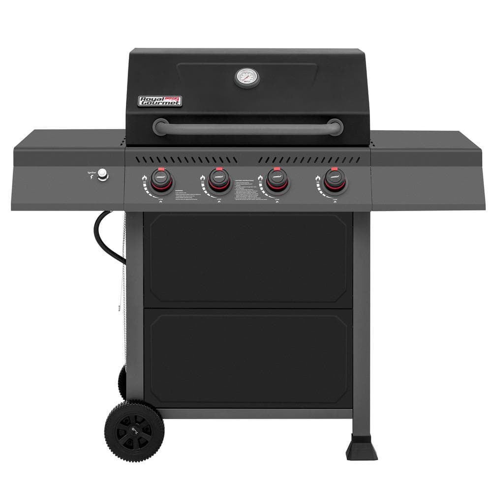 Royal Gourmet 4-Burner BBQ Liquid Propane Gas Grill with Side Shelves ...