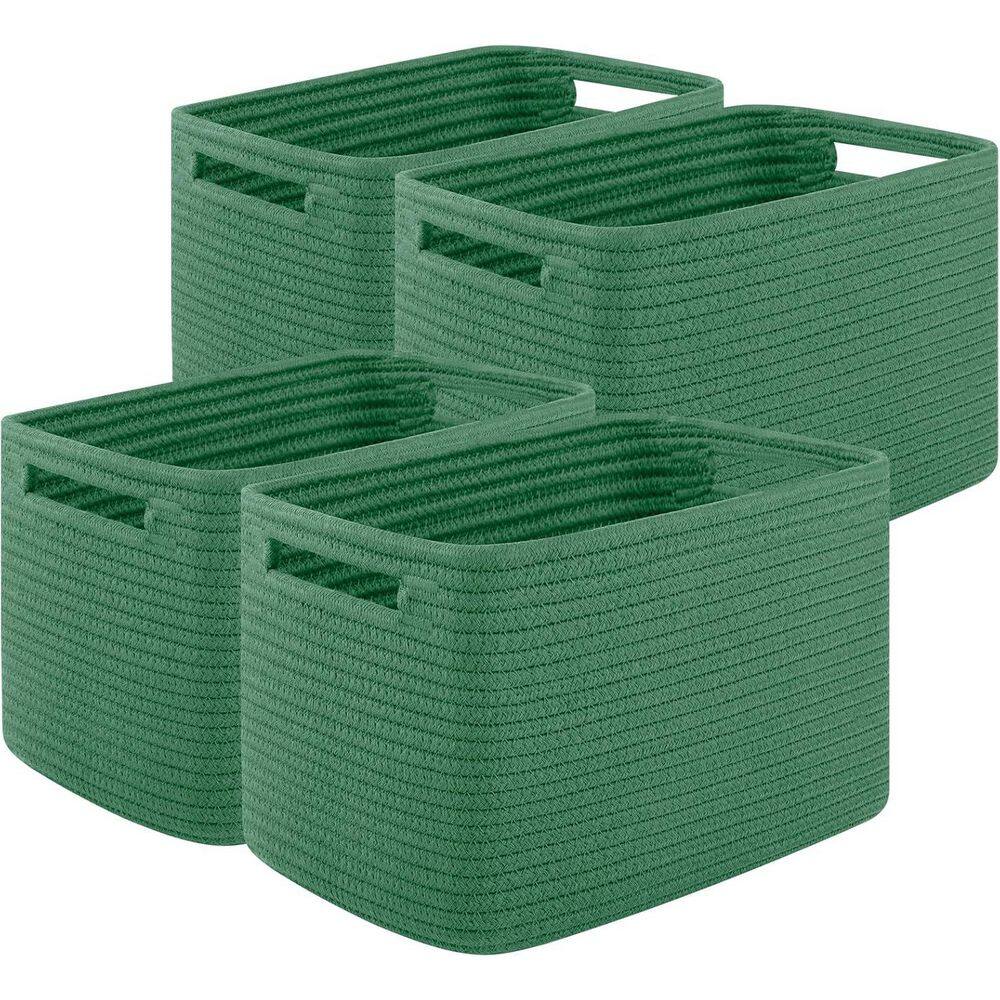 Green 12.7''Lx9''Wx7. 8''H Woven Decorative Storage Baskets Set of 4 ...