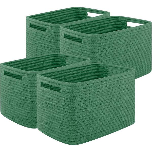 Green 12.7''Lx9''Wx7. 8''H Woven Decorative Storage Baskets Set of 4 ...