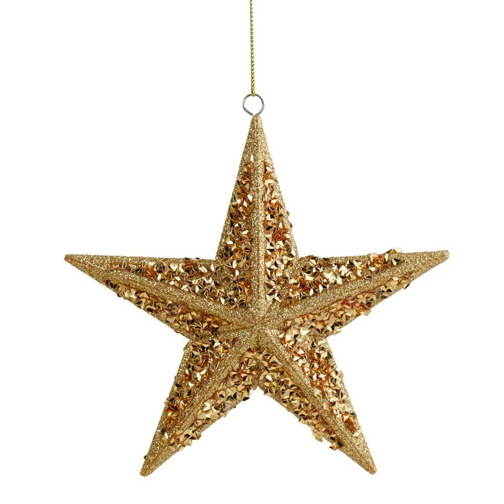 Northlight 5.5 in. Gold Star Shaped Glittered Christmas Ornament ...