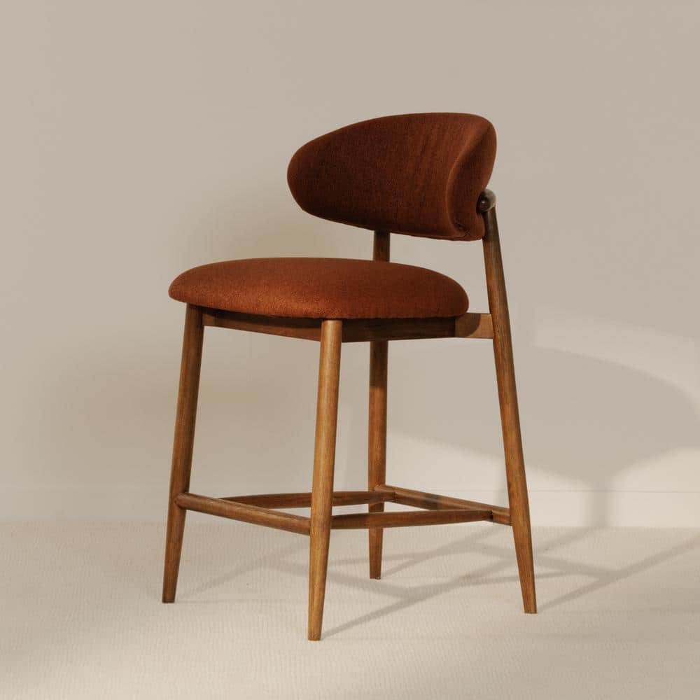 NADAAL STUDIOS Aldric 19.5 in. Rust Polyester Upholstery Counter Stool ...