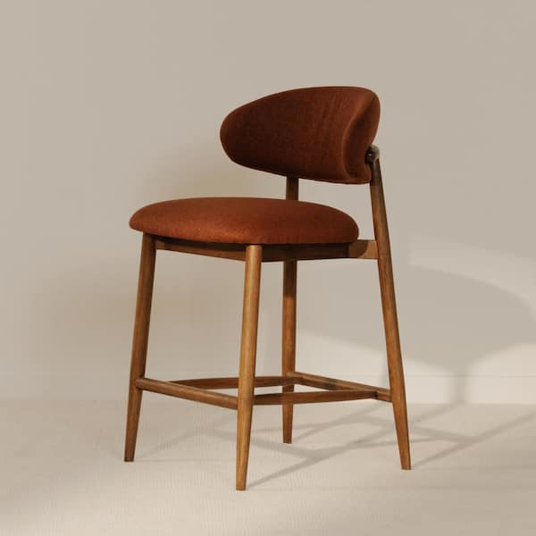 NADAAL STUDIOS Aldric 19.5 in. Rust Polyester Upholstery Counter Stool ...