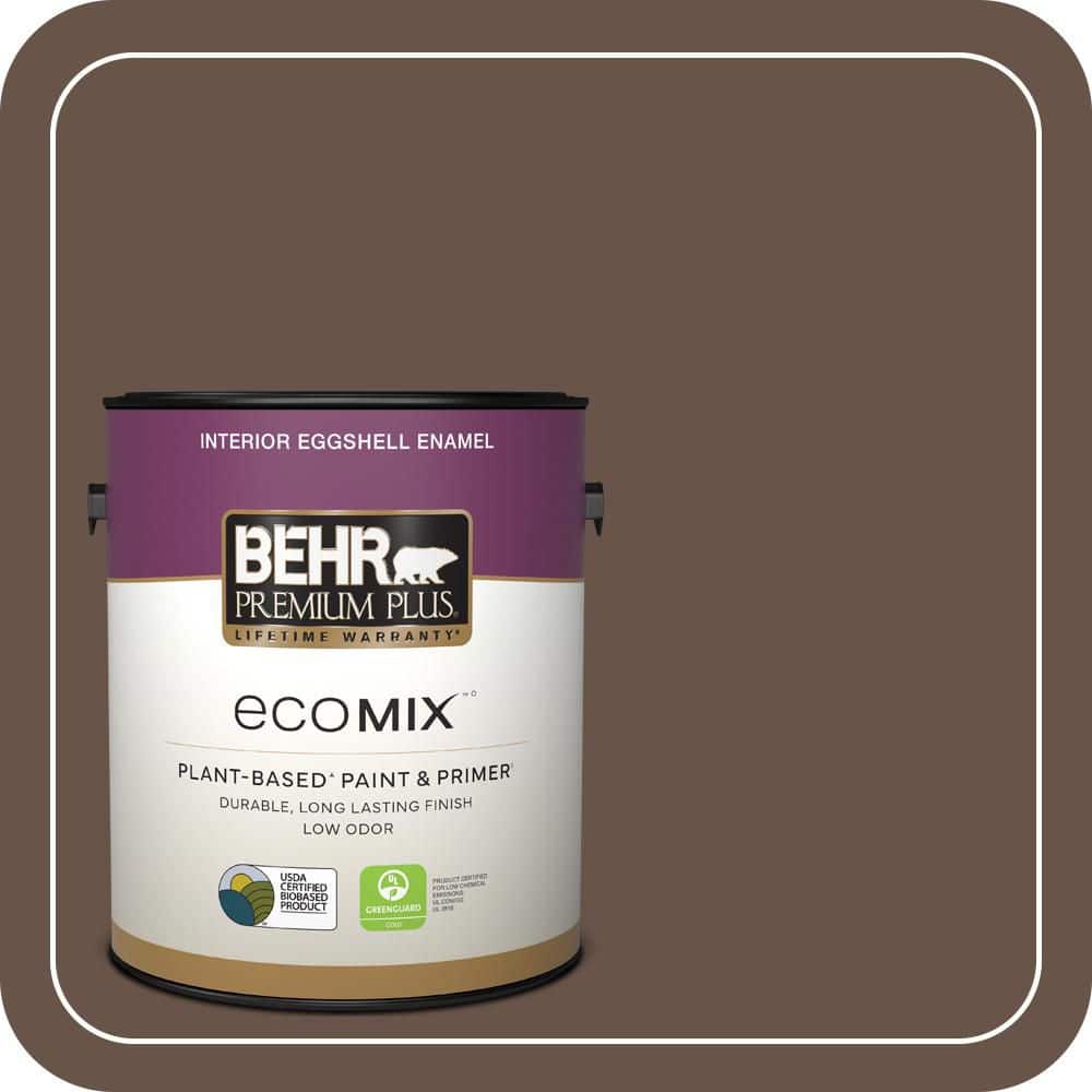 BEHR PREMIUM PLUS 1 gal. #BXC-79 Center Earth Eggshell Enamel EcoMix ...
