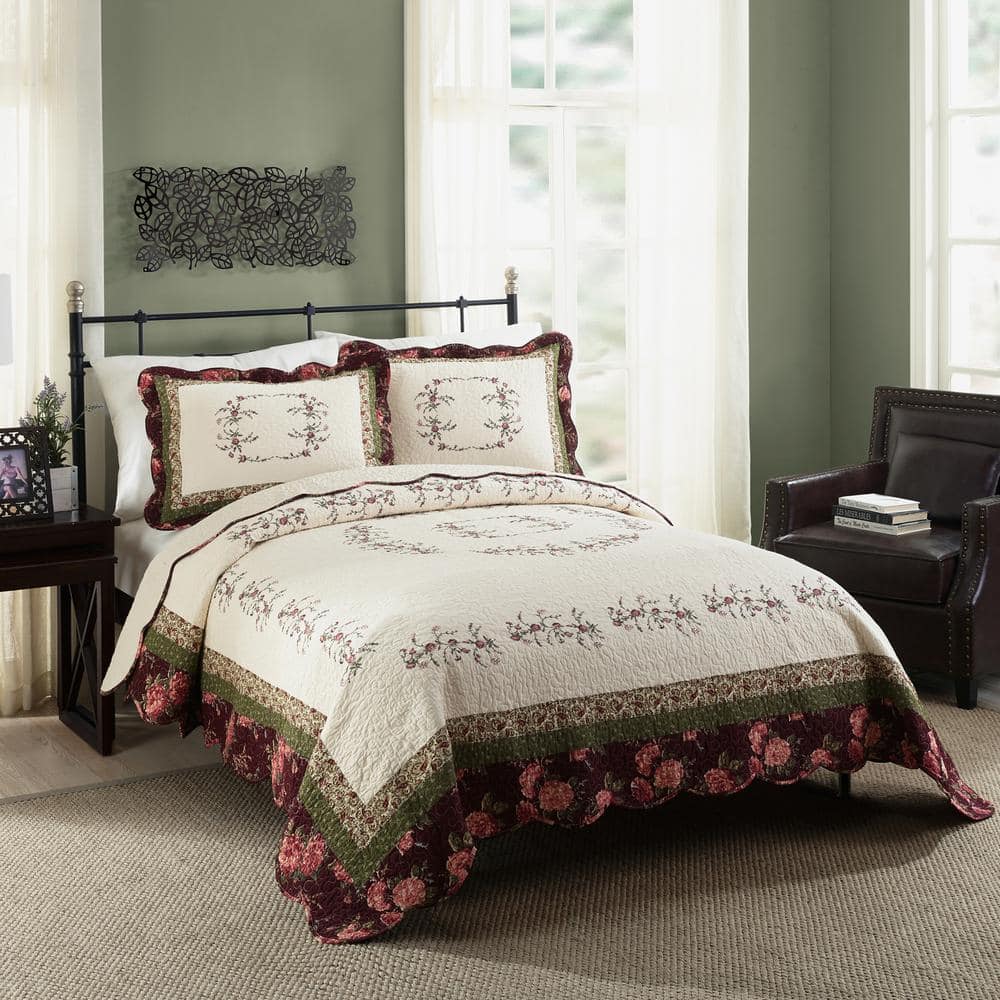 MODERN HEIRLOOM Brooke Full Queen Cotton Quilt Set 3-Piece A367C09RDNDS ...