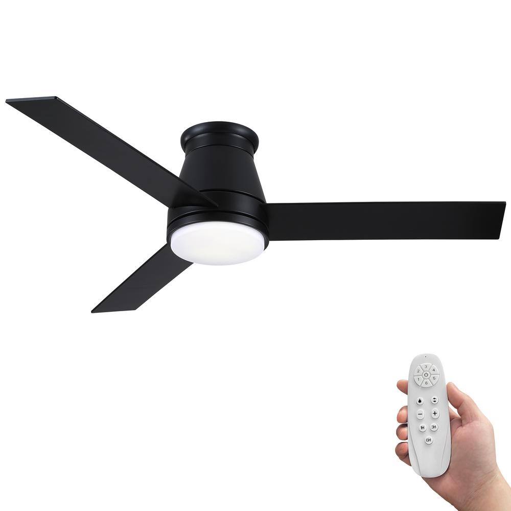 YUHAO Amici 48 in. Indoor Black Low Profile Standard Ceiling Fan with ...