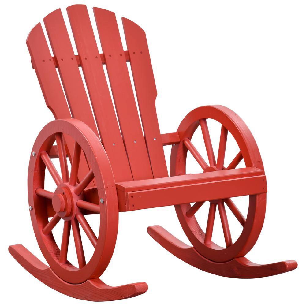 Outsunny Flex Adirondack Rocking Chair (Set of 1), Red 84A-126RD - The ...