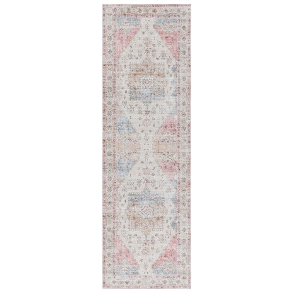 SAFAVIEH Arizona 3 ft. x 8 ft. Olive/Red Machine Washable Traditional ...