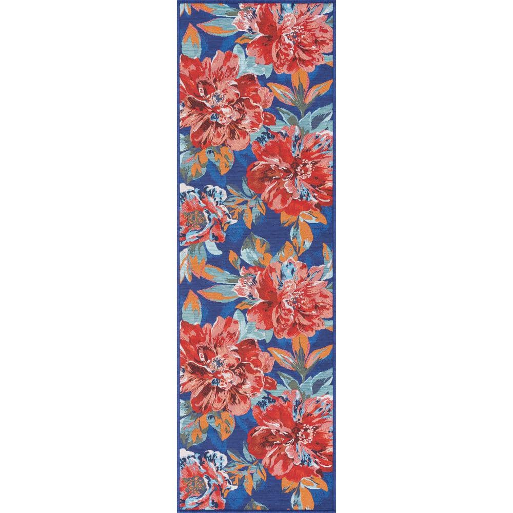 Tayse Rugs Stunning Multi-Color 2 ft. x 8 ft. Floral Indoor/Outdoor ...